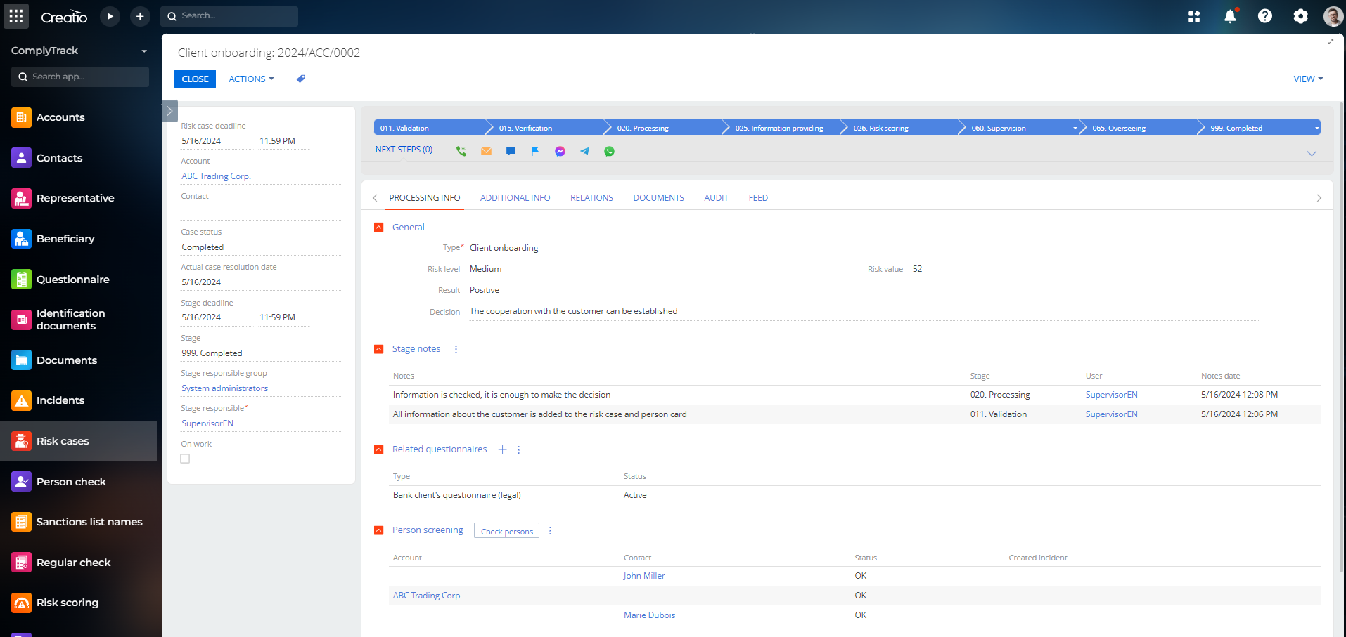 ComplyTrack for Creatio | Creatio Marketplace